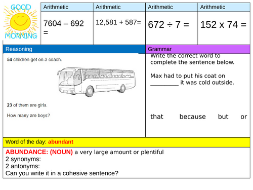 Year 5 morning task powerpoints | Teaching Resources