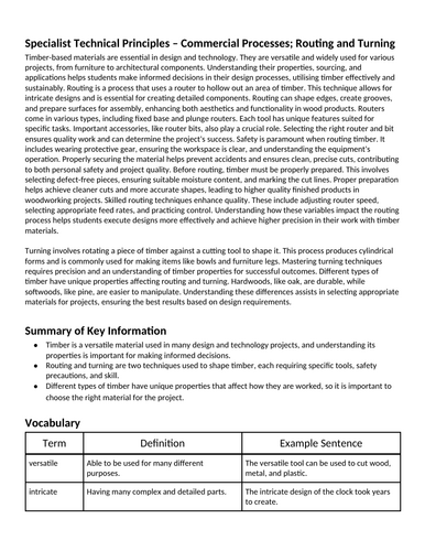 AQA DT Specialist Technical Principles - Commercial Processes; Turning ...