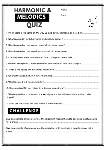 ABRSM Harmonic & Melodic Flute Scales Quiz, Grade 6+ | Teaching Resources