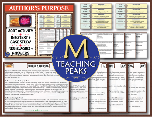 Nonfiction Reading Skills Author's Purpose Reading Passages ...