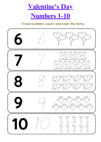 EARLY YEARS VALENTINE DAY COUNTING AND COLORING WORKSHEETS - FUN MATH ...