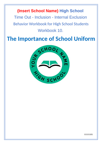 In / Out School Suspension Workbook 10. The Importance of School ...