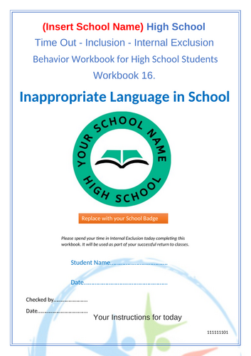 In / Out School Suspension Workbook 16. Inappropriate Language in ...