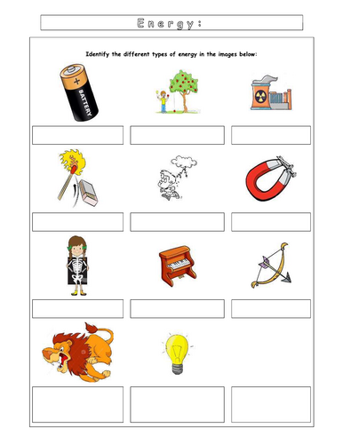 Year 7 Energy L1 - energy intro (Worksheet) | Teaching Resources