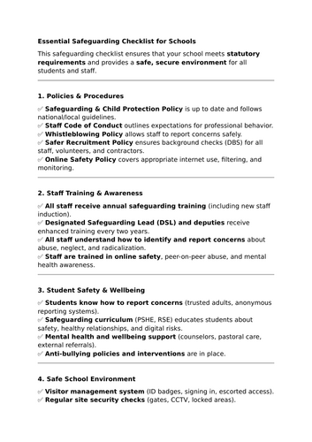 Safeguarding in Schools: Essential Checklist for Compliance | Teaching ...