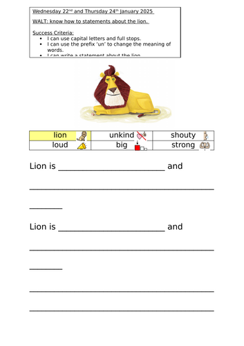 Statements & Questions about Lion- The Lion Inside | Teaching Resources