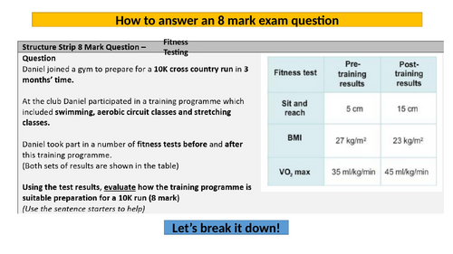 UNIT 1: FITNESS FOR SPORT AND EXERCISE - 8 Mark Powerpoints How to ...