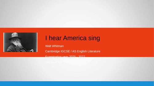 I hear America sing - Walt Whitman | Teaching Resources
