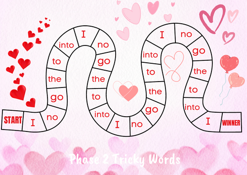 Valentine's tricky word board games | Teaching Resources