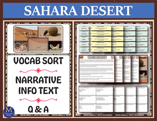 Sahara Desert Reading Activity Center Language Arts SEL Geography ...