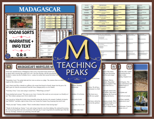 Madagascar Reading Activity Center Language Arts SEL Geography Biology ...