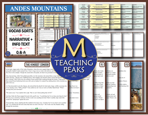Andes Mountains Reading Activity Center Language Arts SEL Geography ...