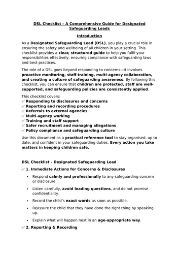 DSL Checklist – The Essential Guide for Designated Safeguarding Leads ...