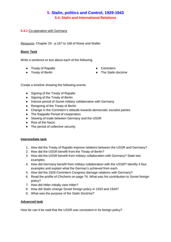 AQA 2N - Ch.20 - Stalin and International Relations | Teaching Resources