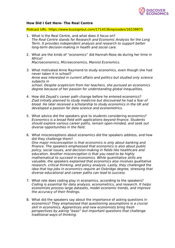 How Did I Get Here? Episode 3 - The REAL Centre | Teaching Resources