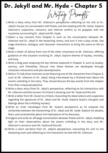 Dr. Jekyll and Mr. Hyde Chapter 5 Post-Reading Creative Writing Review ...