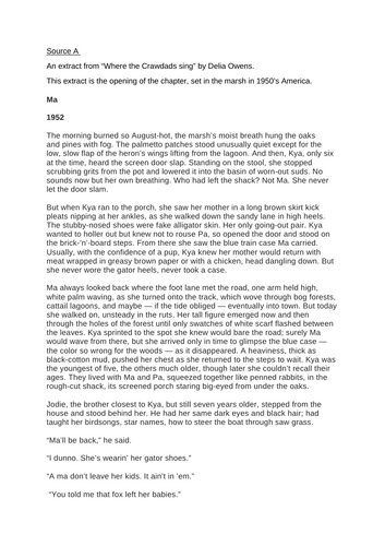 AQA English language Paper 1 - Where the Crawdads sing by Delia Owens ...