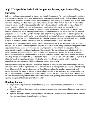 AQA DT - Specialist Technical Principles; Commercial Processes ...
