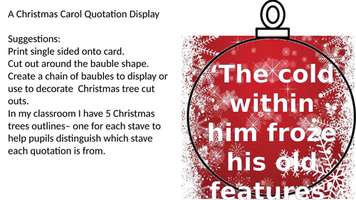 A Christmas Carol bauble quotation display | Teaching Resources