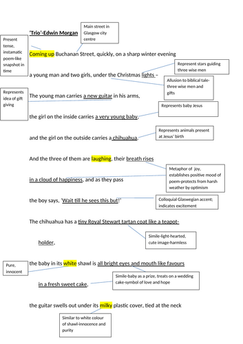 National 5 English Edwin Morgan Annotated Poems | Teaching Resources