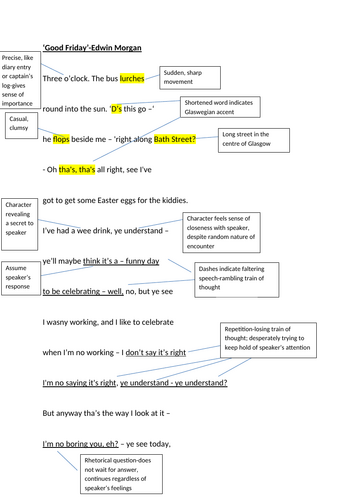 N5 English Edwin Morgan 'Good Friday' Resources | Teaching Resources