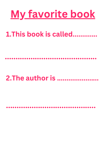 MY FAVORITE BOOK - FUN AND ENGAGING WORKSHEETS FOR EARLY YEARS ...