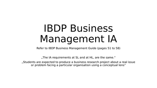 Business Management IBDP advice on IA | Teaching Resources