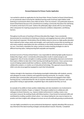 Teacher Job Application: Personal Statement and Covering Letter ...