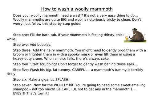 How to Wash a Woolly Mammoth KS1 Non-fiction 2 Week Unit | Teaching ...
