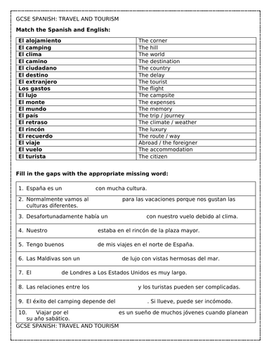 GCSE Spanish: Holidays, Travel and Tourism | Teaching Resources