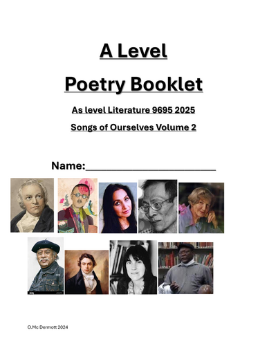Poetry anthology 9695 As level Songs of Ourselves booklet | Teaching ...