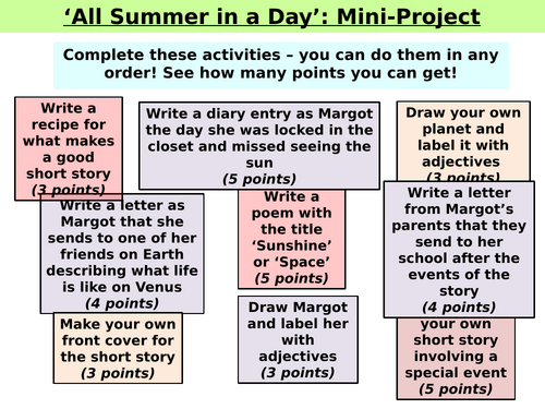 'All Summer In A Day' Short Story & Activity Sheets | Teaching Resources