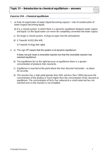 Introduction to chemical equilibrium OCR AS Chemistry | Teaching Resources