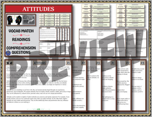 Social Psychology: Attitudes Reading Comprehension & Sorting Activity ...