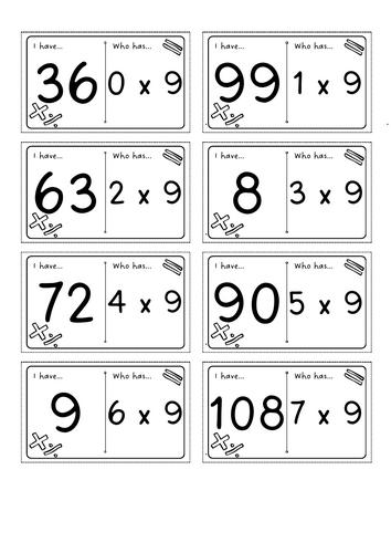 3 sets of 9 times table loop cards for KS2 | Teaching Resources