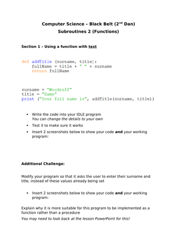 Gcse Ocr Computer Science J277 02 Practical Python Programming Lesson