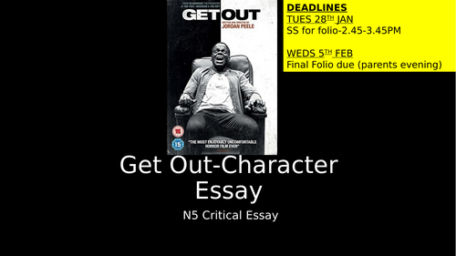 Get Out N5/Higher English Critical Essay Unit | Teaching Resources