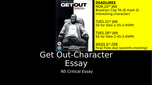 Get Out N5/Higher English Critical Essay Unit | Teaching Resources