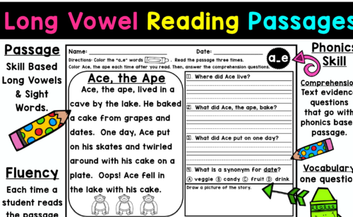 Long vowel reading passages | Teaching Resources