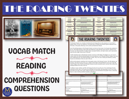 Roaring Twenties Decade: Reading Comprehension & Sorting Activity ...