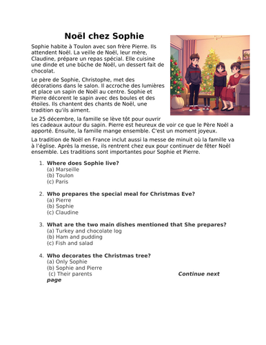 French - Christmas in France - Noël chez Sophie - Reading practice ...