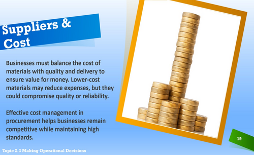 Edexcel GCSE Business - Working With Suppliers | Teaching Resources