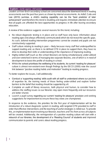 NPQLL (Leading Literacy) Final Assessment Case Study | Teaching Resources