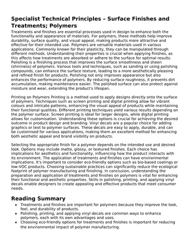 AQA DT Specialist Technical Principles - Surface Finishes and ...