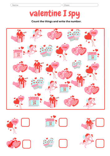 Valentine’s Day Counting & Activity Pack | I Spy, Maze, & Coloring Fun ...