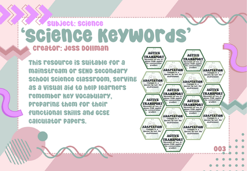 Science Keywords Display | Teaching Resources