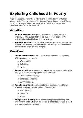 Taylor Swift and Romantic Poetry | Teaching Resources