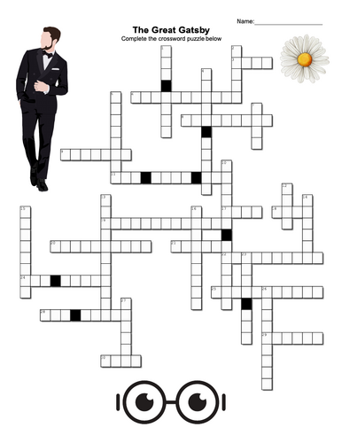 The Great Gatsby by F. Scott Fitzgerald Review Crossword Puzzle with ...