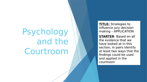 OCR A-Level Criminal psychology- psychology and the courtroom ...