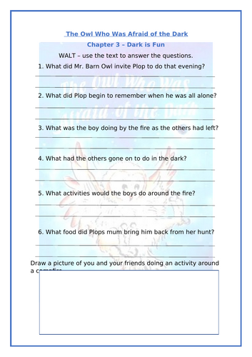 The Owl Who Was Afraid of the Dark - Reading activity pack | Teaching ...
